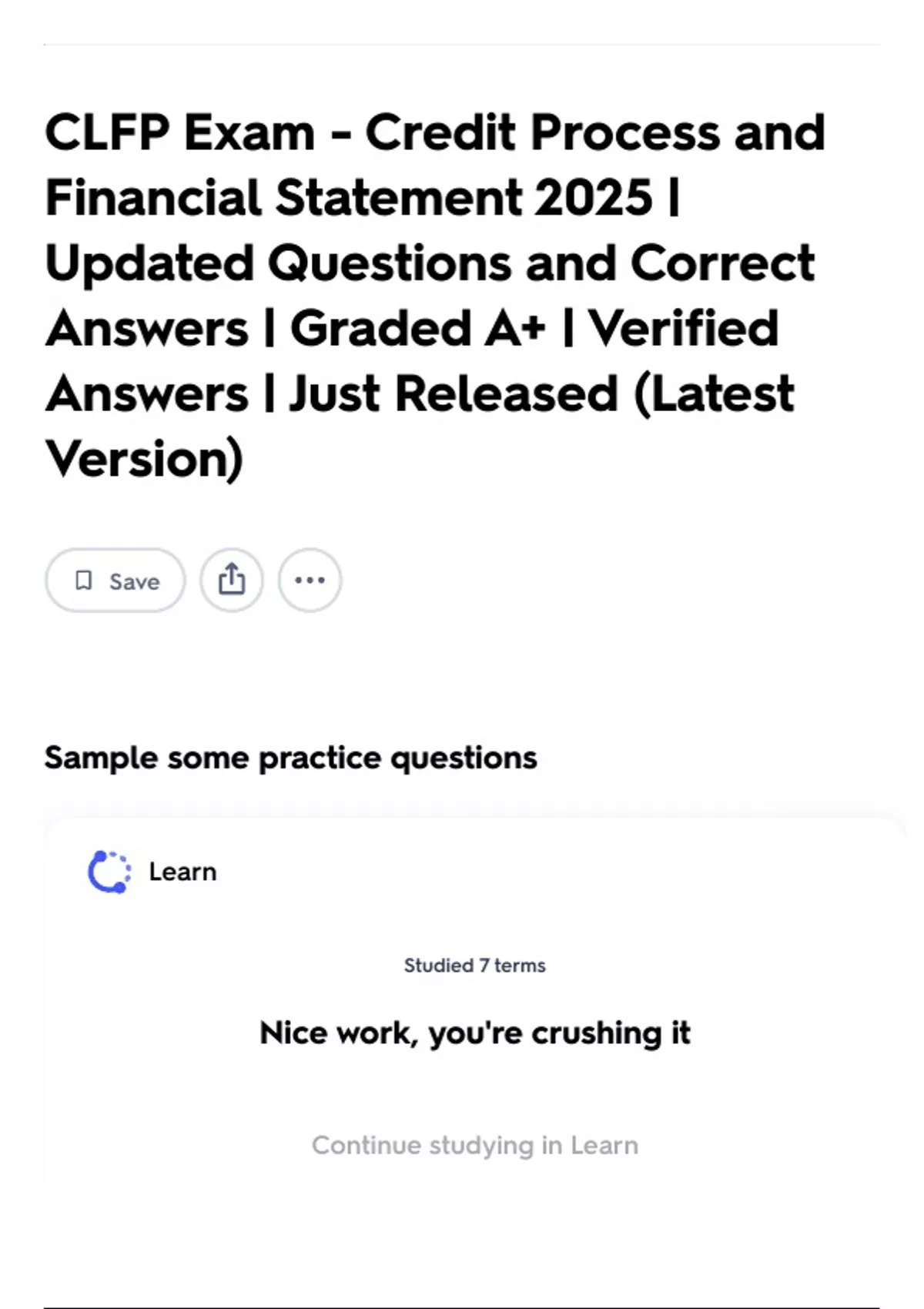 CLFP Exam - Credit Process and Financial Statement 2025 | Updated ...