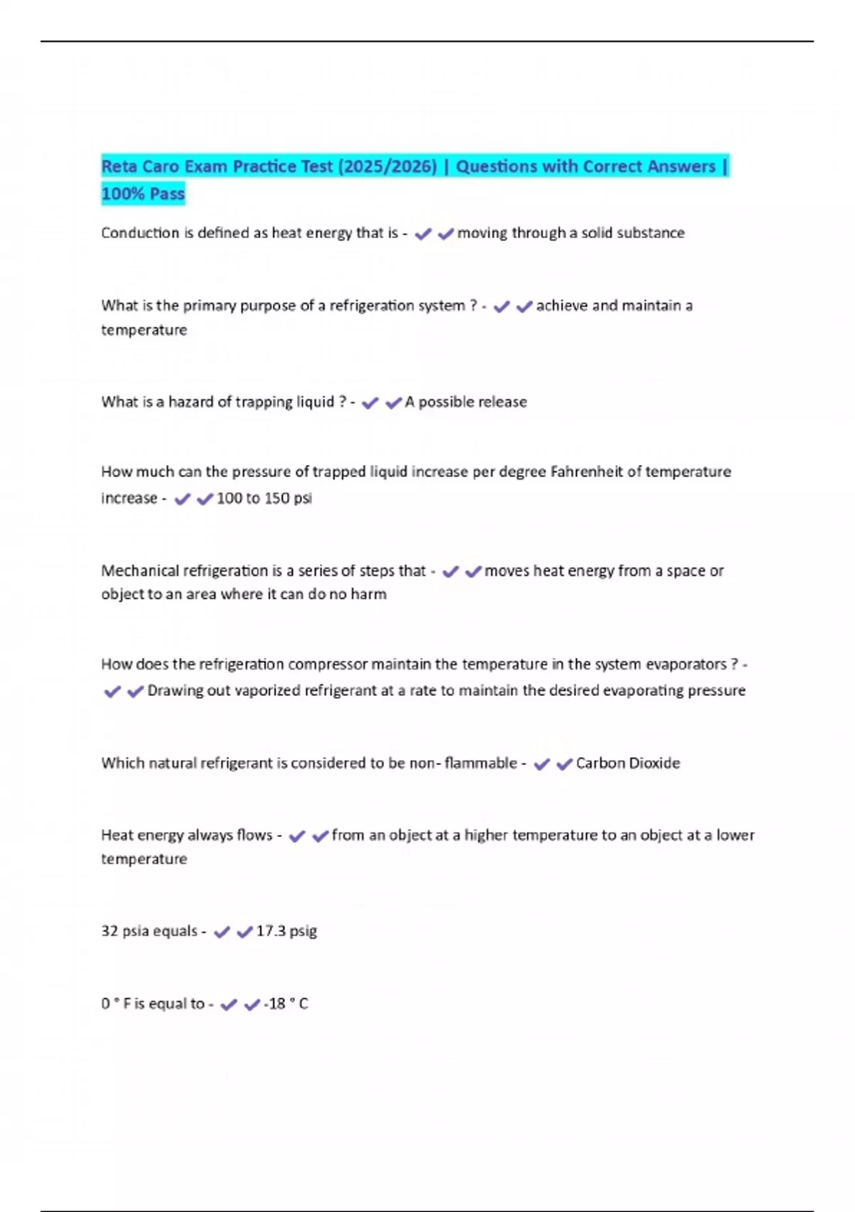 Reta Caro Exam Practice Test (2025/2026) | Questions with Correct ...