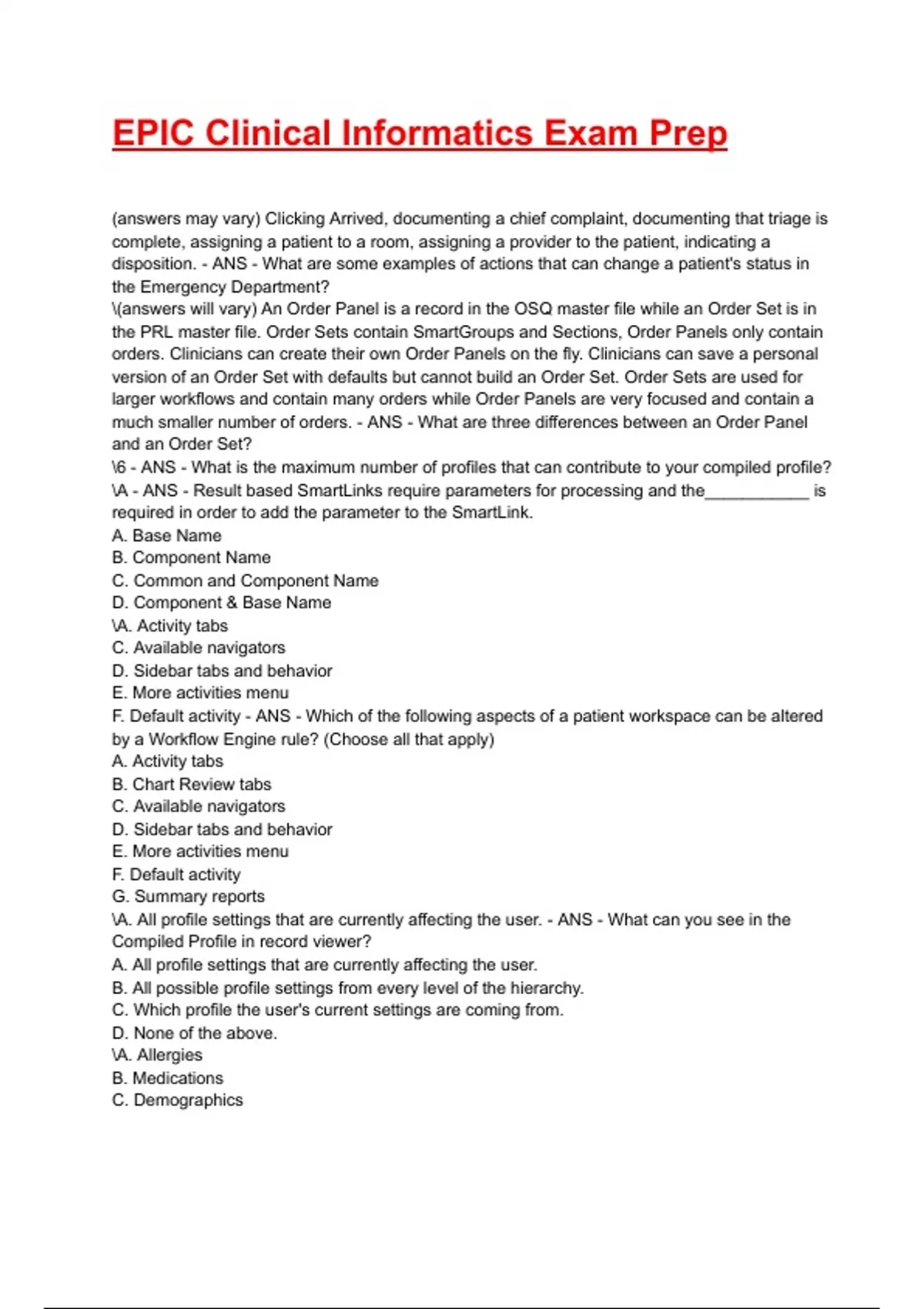 EPIC Clinical Informatics Exam Prep 2025/2026 Questions With Completed ...