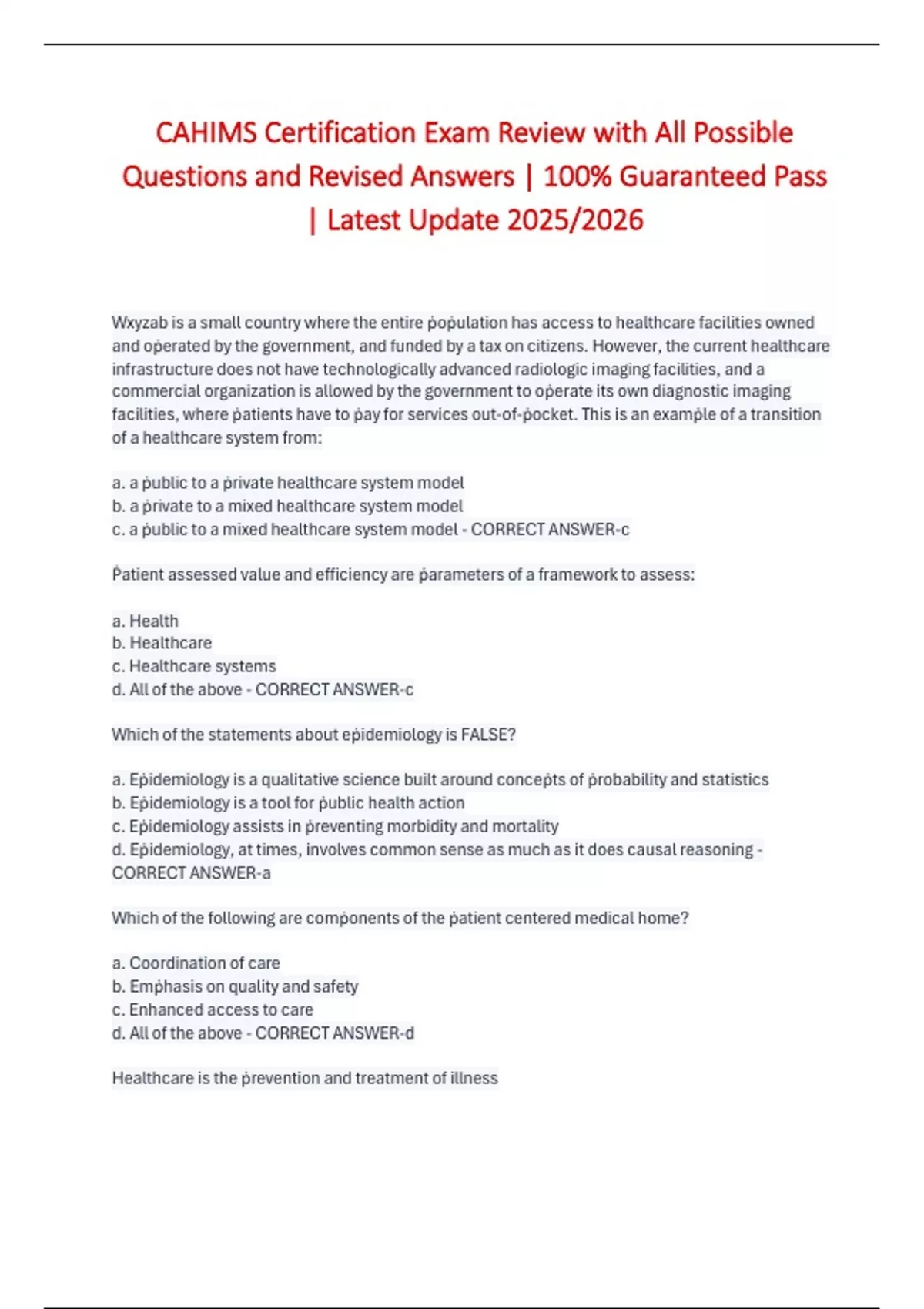 CAHIMS Certification Exam Review – All Possible Questions with Revised ...