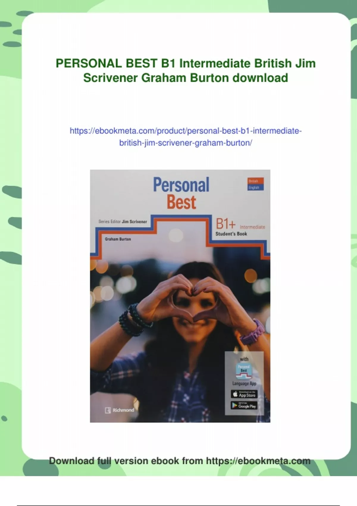Summary PERSONAL BEST B1 Intermediate British Jim Scrivener Graham ...