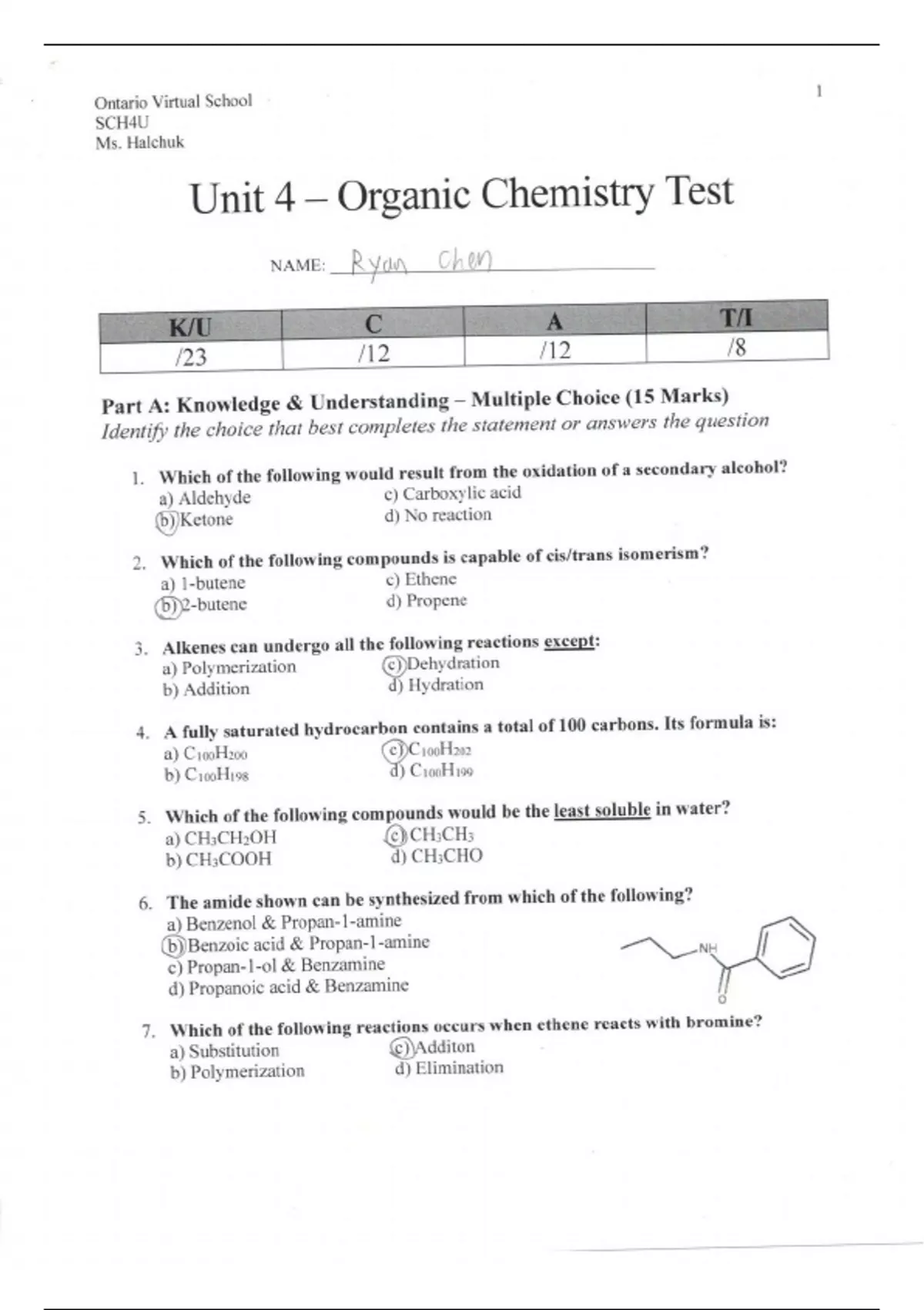 SCH4U Unit 4 Test | Questions and Answers | 2025 Update complete - OVS ...