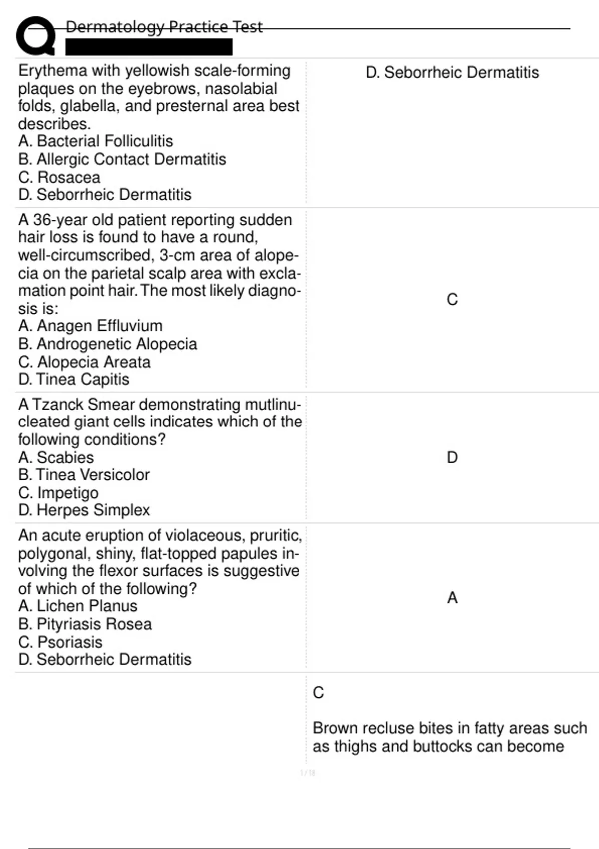 Dermatology - practice test UPDATED ACTUAL Exam Questions and CORRECT ...