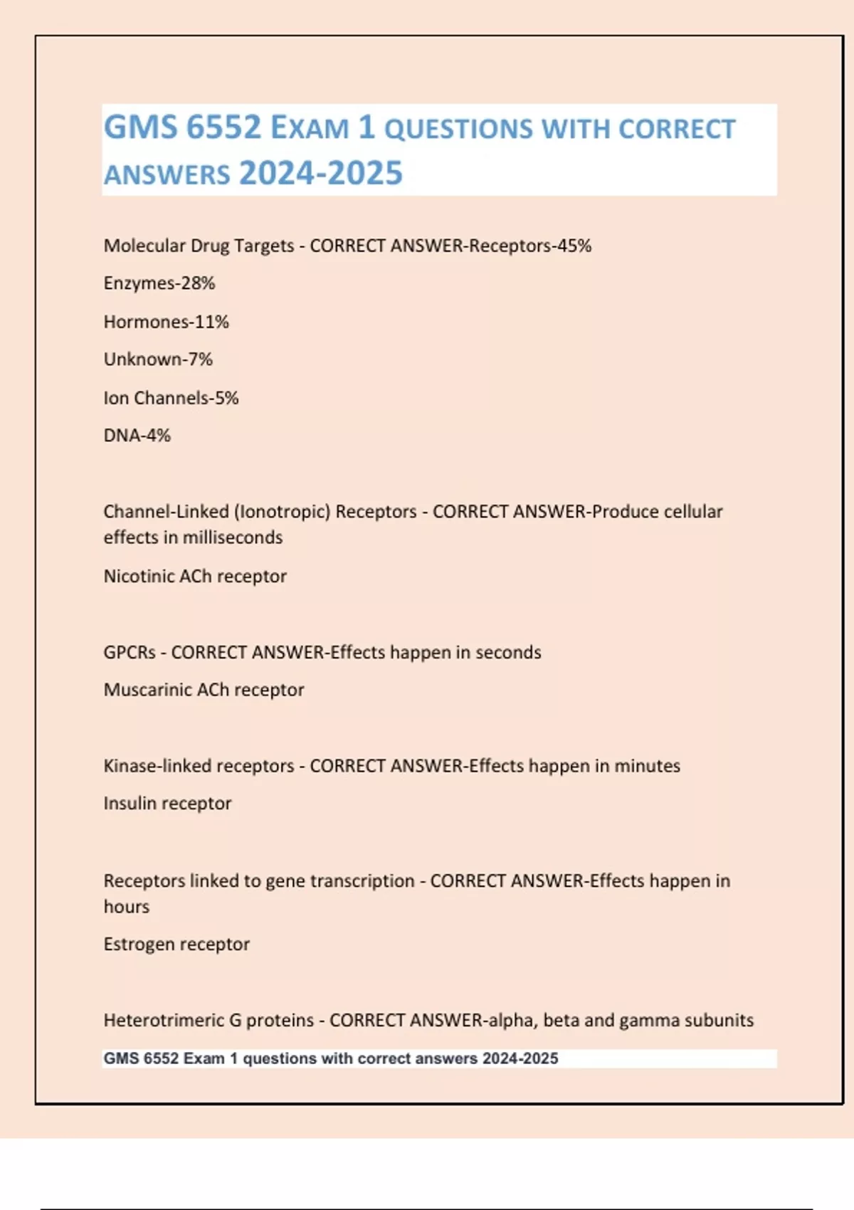 GMS 6552 EXAM 1 QUESTIONS WITH CORRECT ANSWERS - GMS - Stuvia US