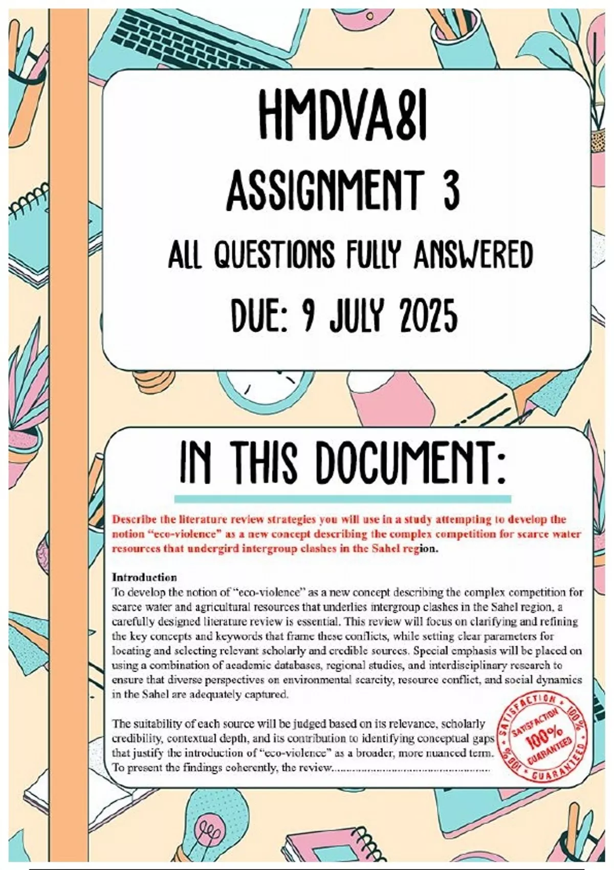 HMDVA81 Assignment 3 Memo | Due 9 July 2025 - Research Methodology in Development Studies ...