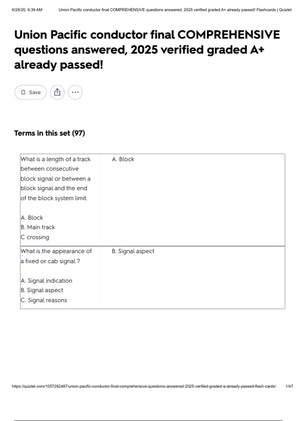Union Pacific conductor final COMPREHENSIVE questions answered, 2025 ...