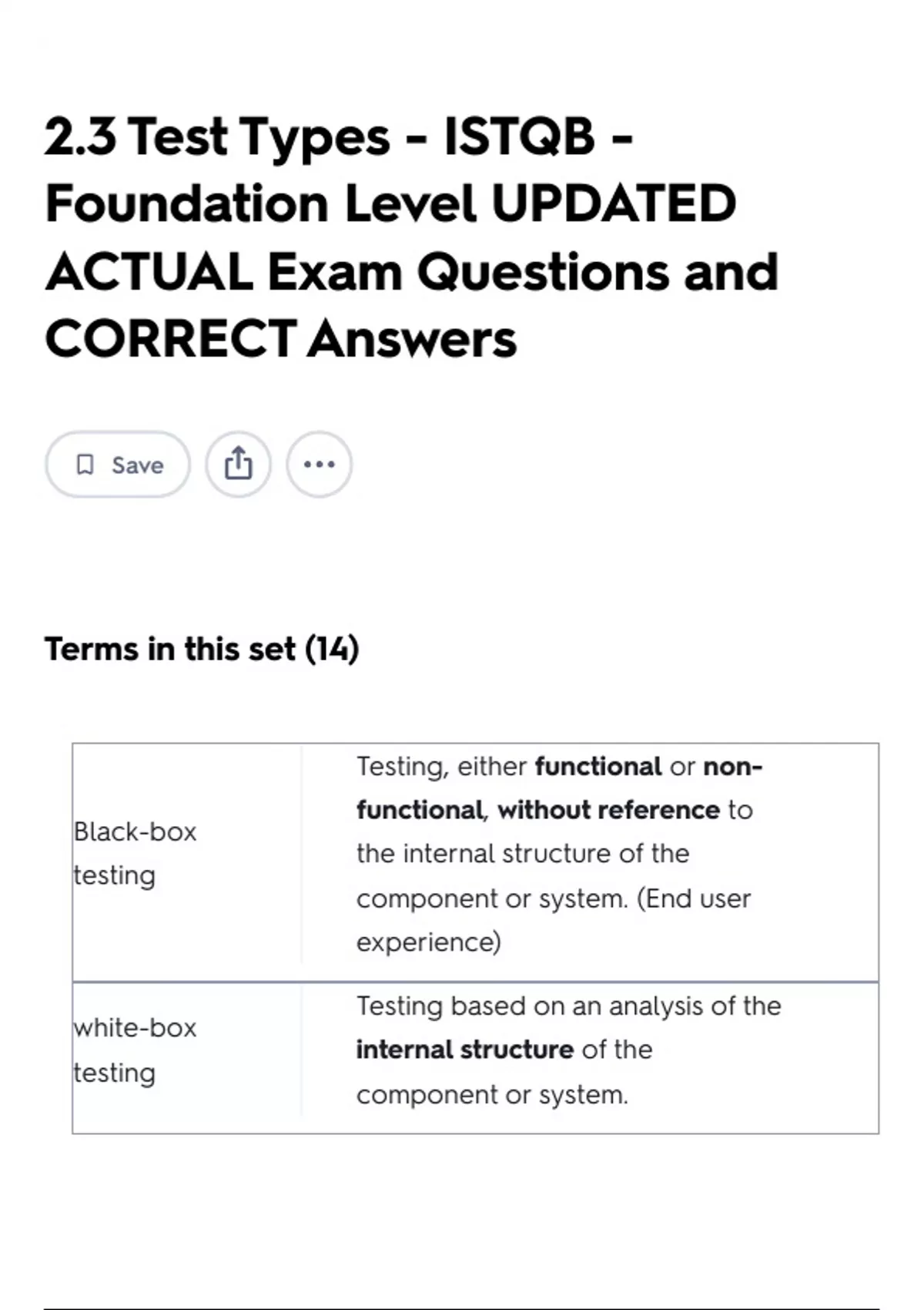 2.3 Test Types - ISTQB - Foundation Level UPDATED ACTUAL Exam Questions ...