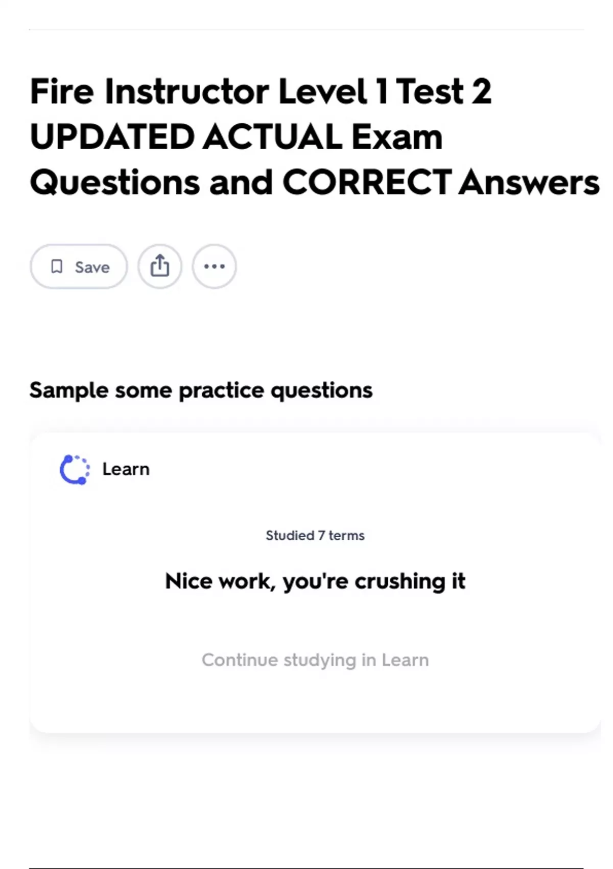 Fire Instructor Level 1 Test 2 UPDATED ACTUAL Exam Questions and ...