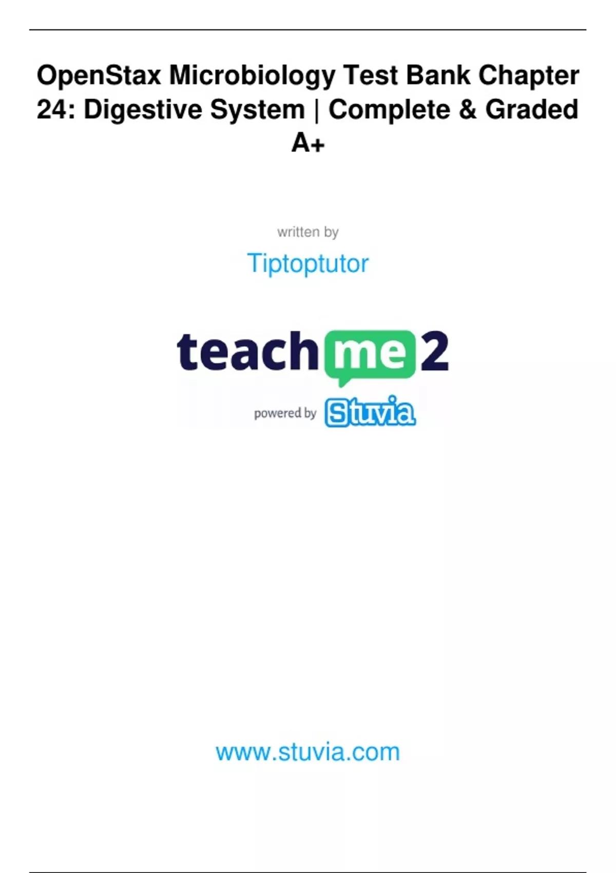 OpenStax Microbiology Test Bank: Digestive System | Complete & Graded ...