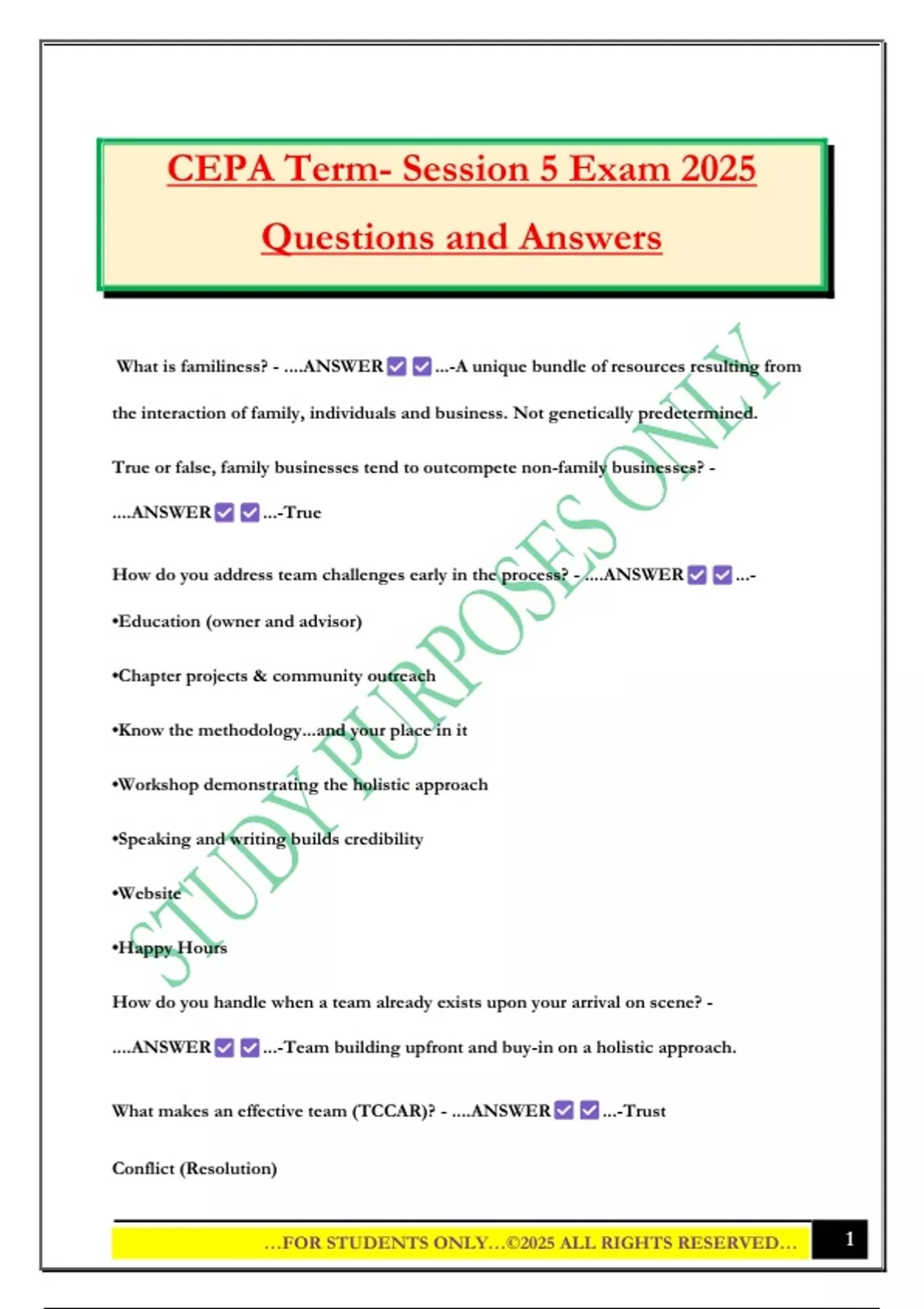 Cepa Term Session 5 Exam 2025 Questions And Answers Cepa Stuvia Us