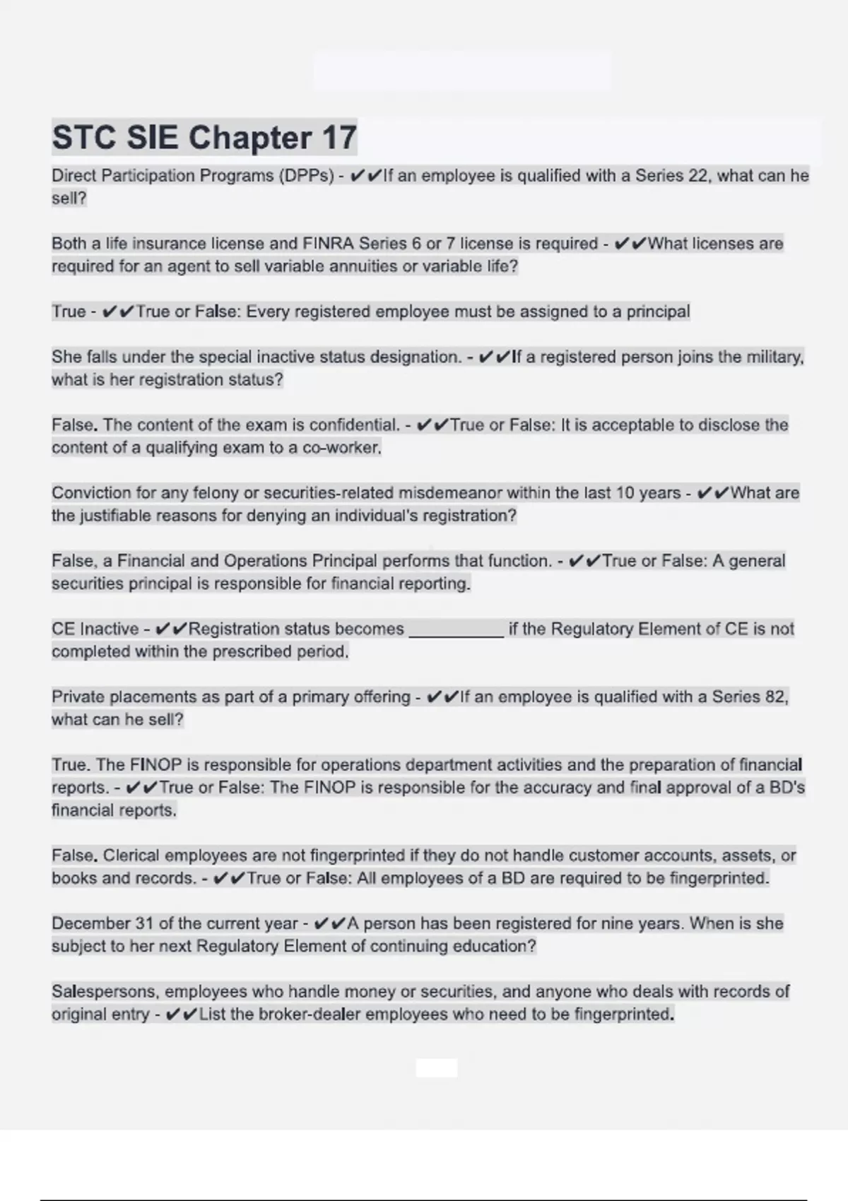 STC - SIE Final Exam Bank - Complete Exam Questions with Detailed Verified Answers - Fifth ...