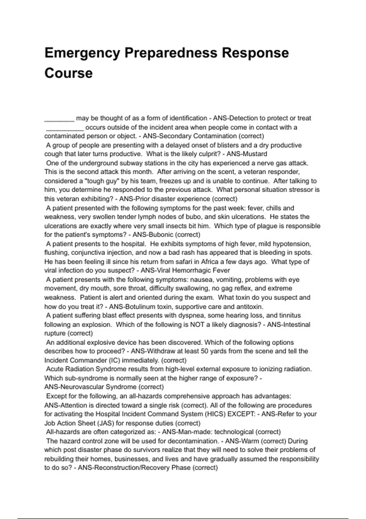 EMERGENCY PREPAREDNESS RESPONSE COURSE (EPRC) - EXECUTIVE AND COMMANDER COURSE NEWEST 2025/2026 ...