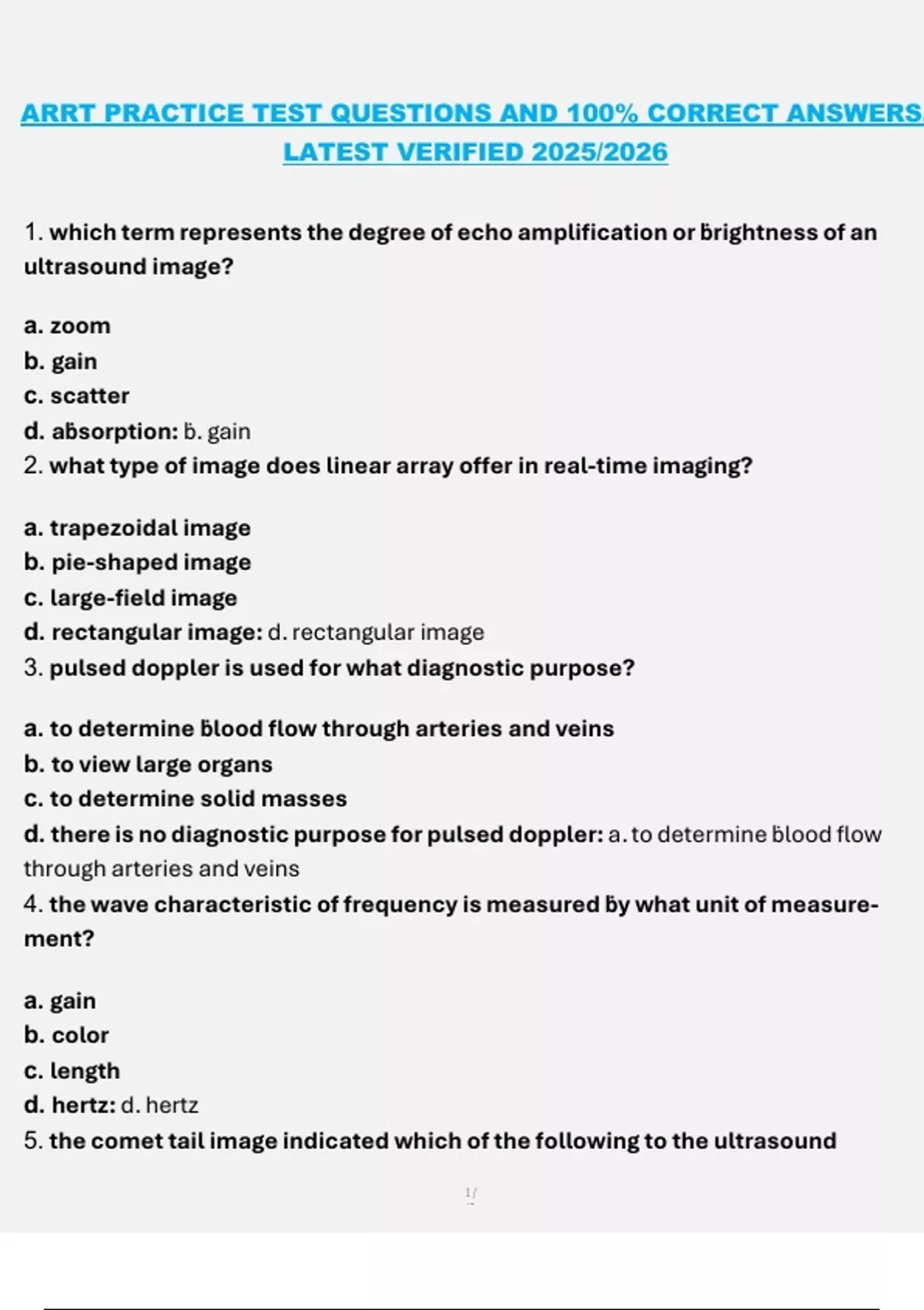 ARRT Practice Test – Questions and 100% Correct Answers | Latest ...