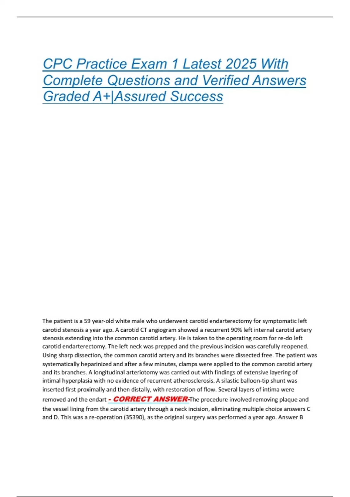 CPC Practice Exam 1 Latest 2025 With Complete Questions and Verified ...