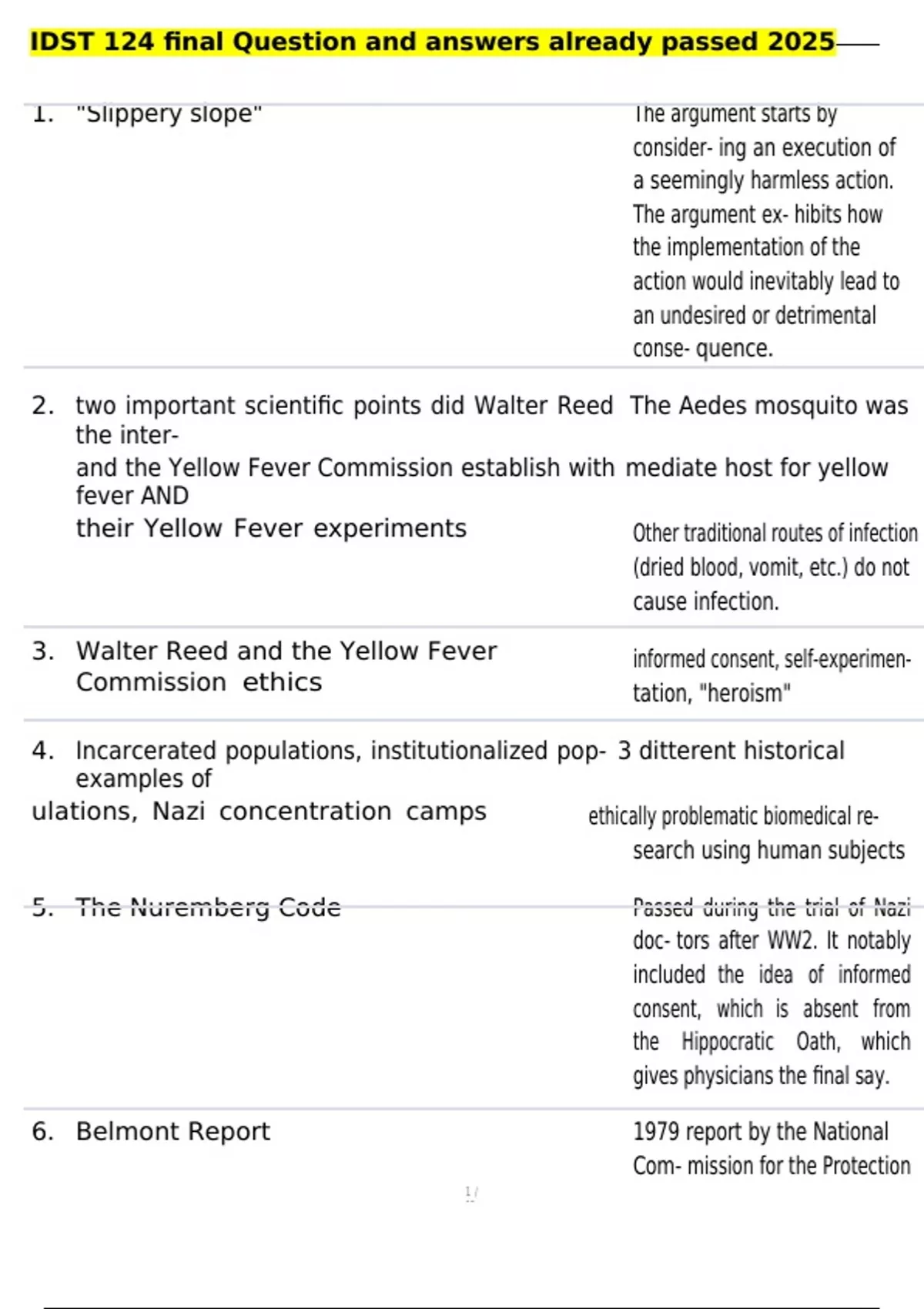 IDST 124 final Question and answers already passed 2025 - IDST 124 ...