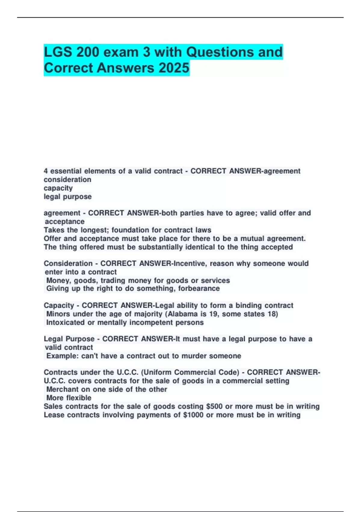 LGS 200 exam 3 with Questions and Correct Answers 2025. - LGS 200 ...