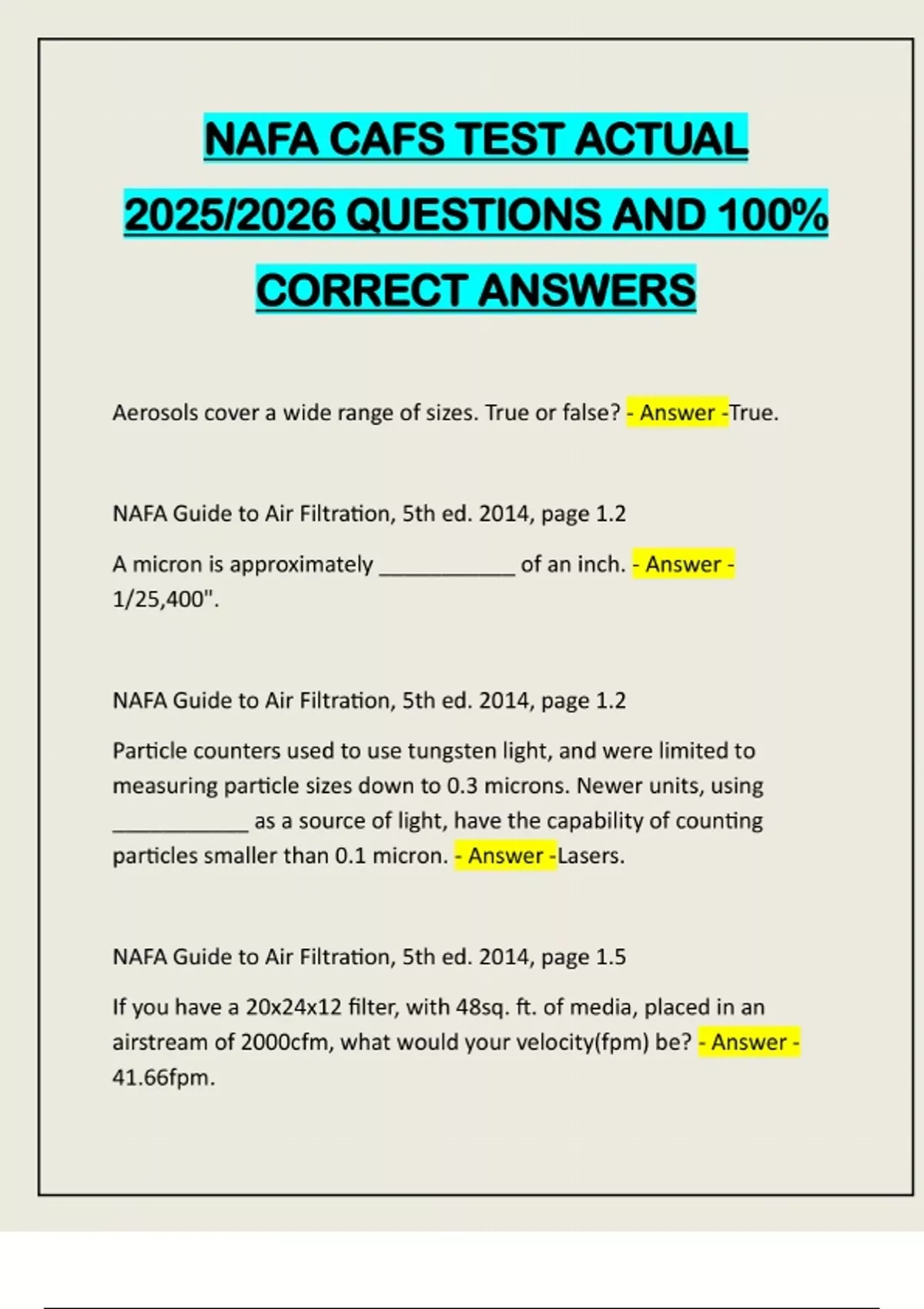 NAFA CAFS TEST ACTUAL 2025/2026 QUESTIONS AND 100% CORRECT ANSWERS ...