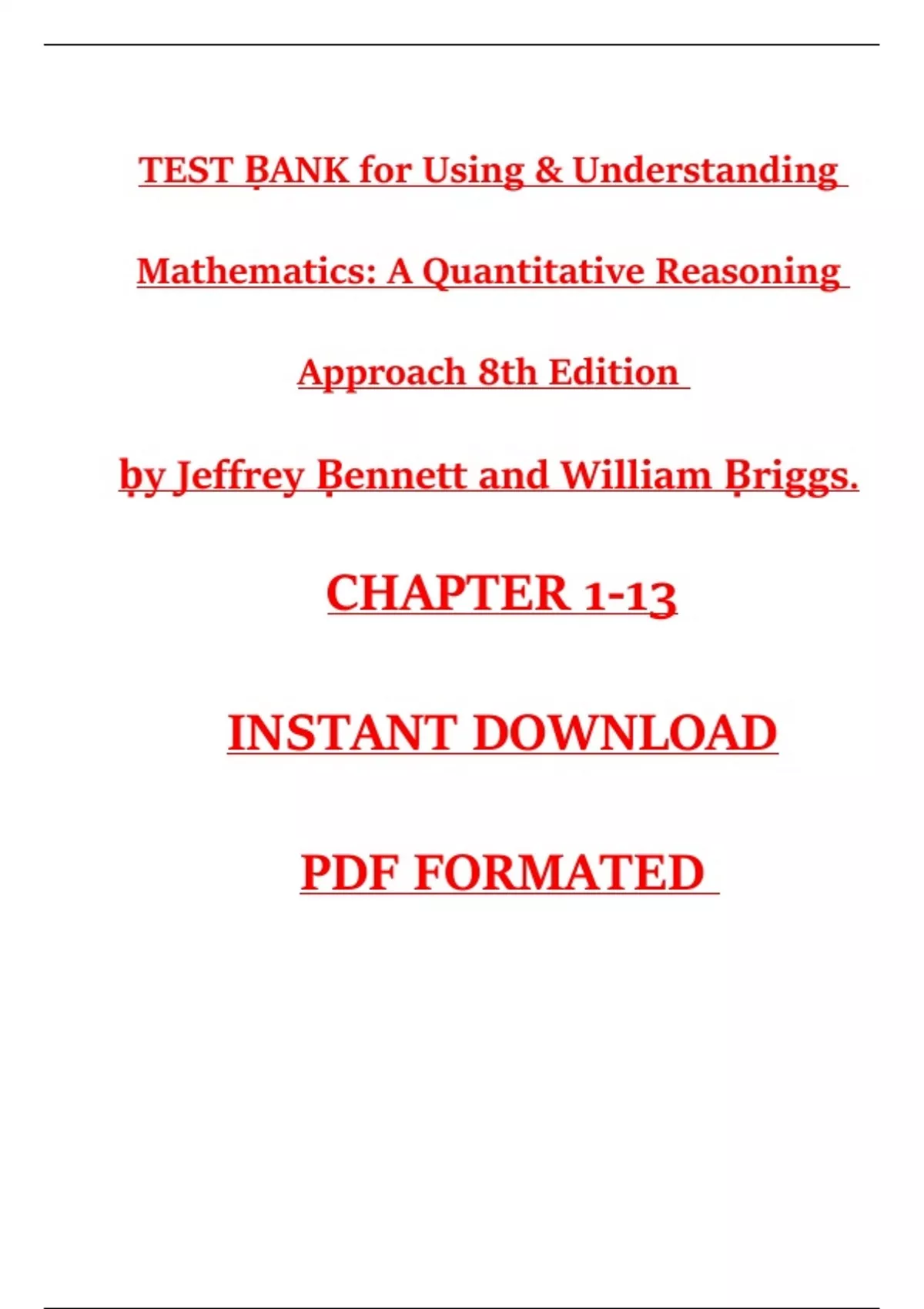 Test Bank for Using and Understanding Mathematics A Quantitative ...