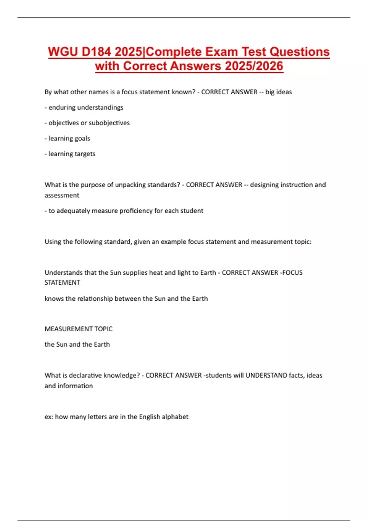 WGU D184 2025|Complete Exam Test Questions with Correct Answers 2025/ ...