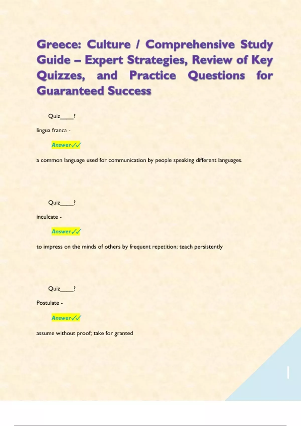 Greece: Culture / Comprehensive Study Guide – Expert Strategies, Review ...