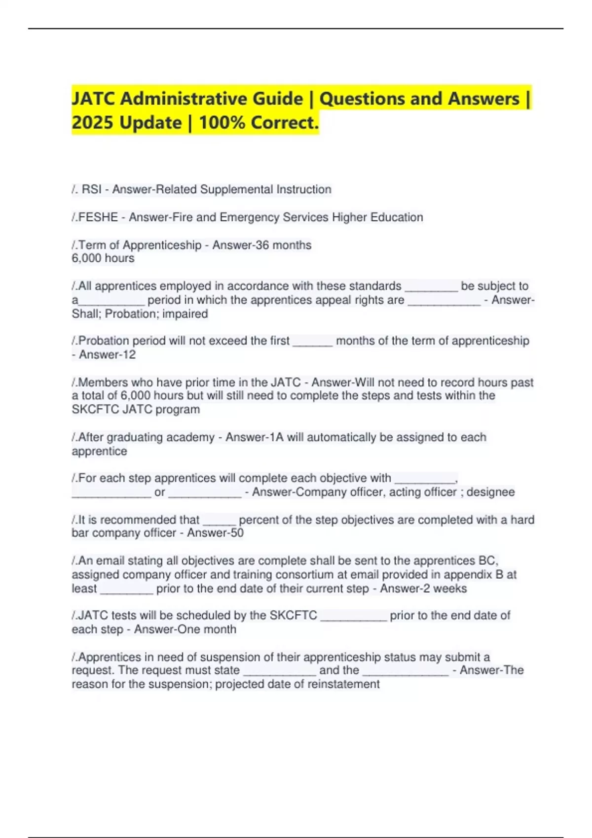 JATC Administrative Guide | Questions and Answers | 2025 Update | 100% ...