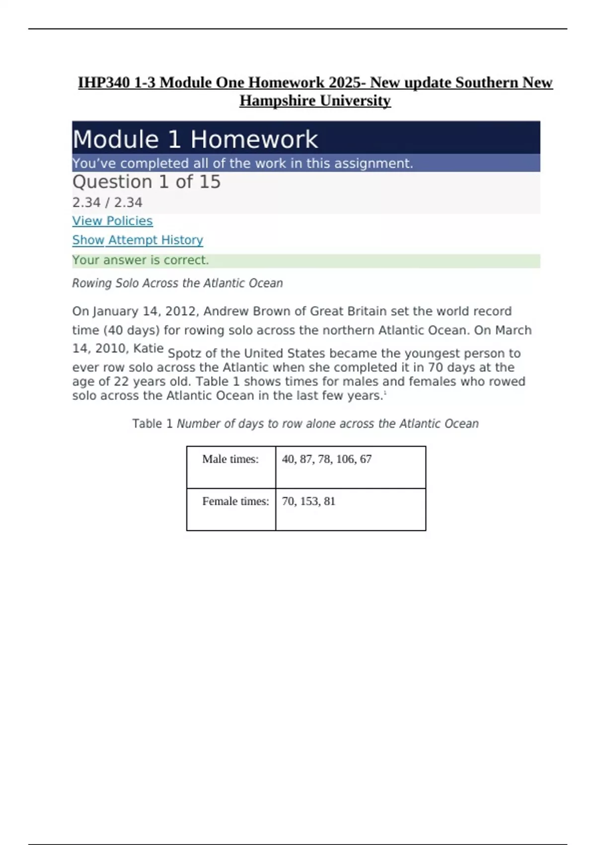 IHP340 1-3 Module One Homework 2025- New update Southern New Hampshire ...
