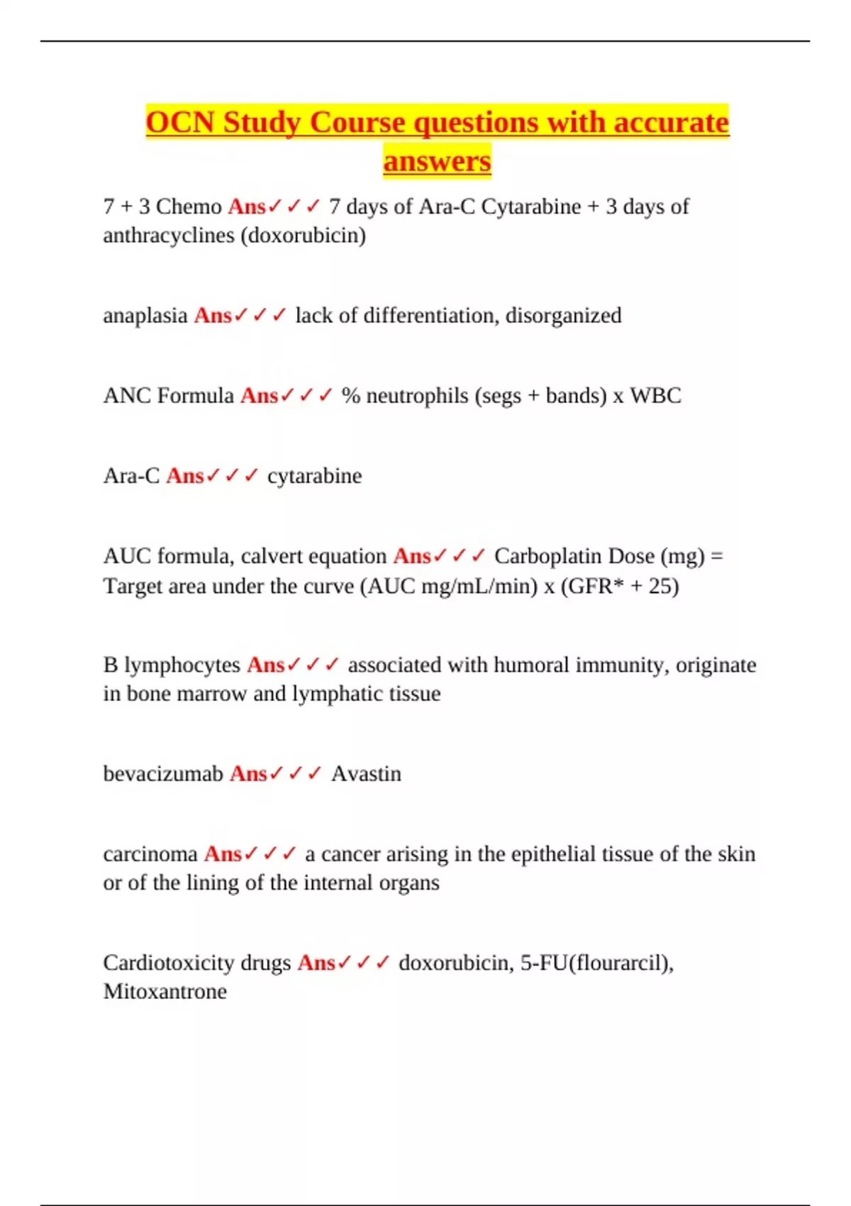 OCN® Study Course – Chemotherapy Protocols, Drug Mechanisms, and ...