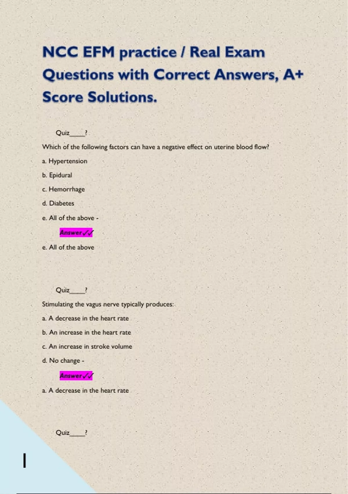NCC EFM practice / Real Exam Questions with Correct Answers, A+ Score Solutions. - NCC EFM ...