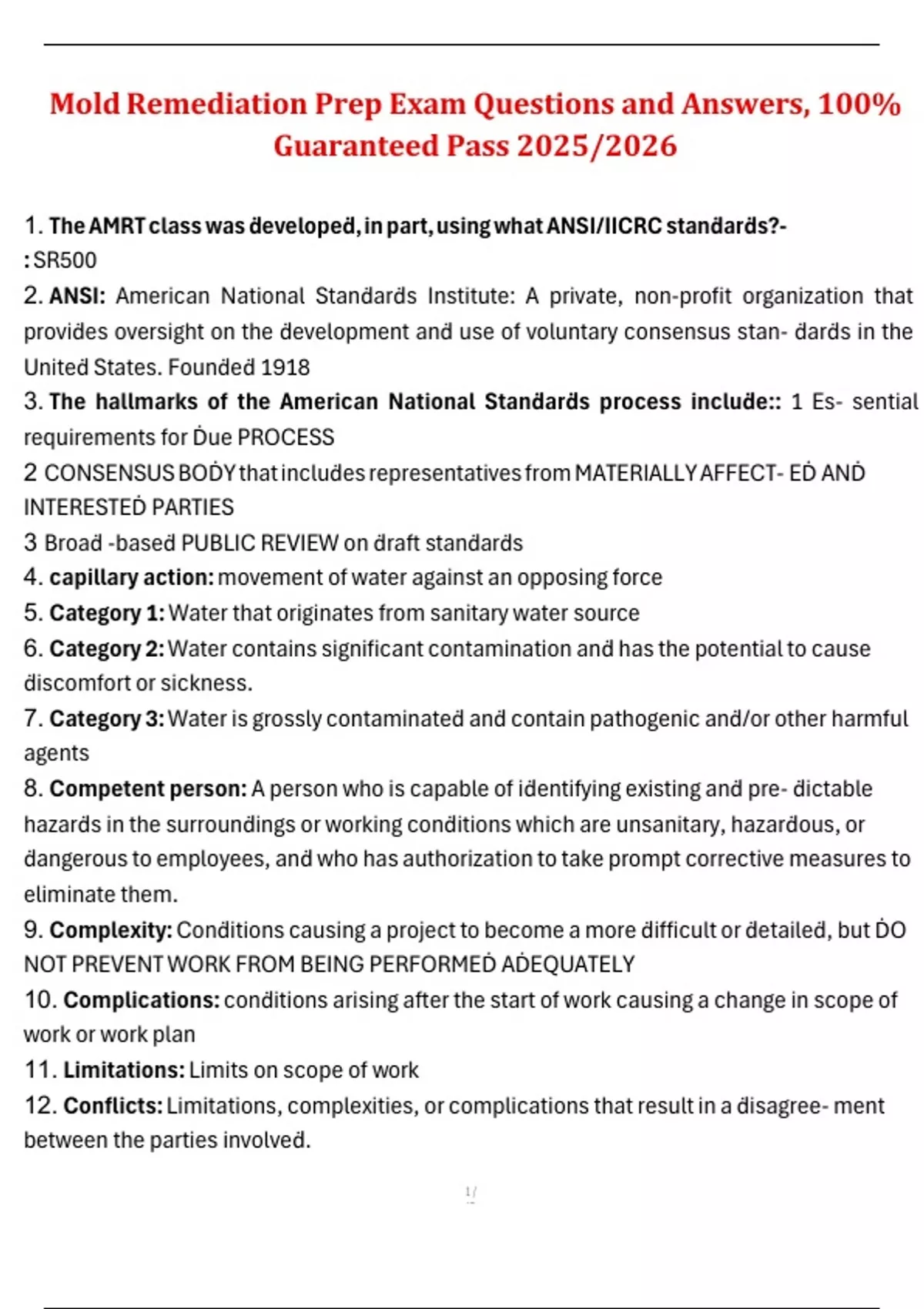 Mold Remediation Prep Exam – Practice Questions and Answers – 100% Pass ...