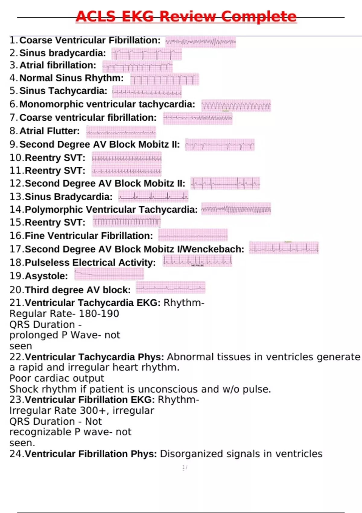 ACLS EKG Review (Latest 2025 / 2026 Update) Questions and Verified ...