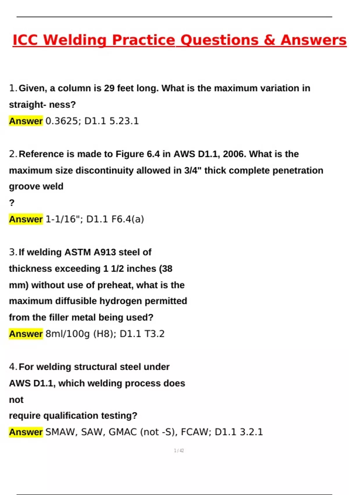 ICC Welding Practice Exam 2025 Questions With Complete Solutions Newest Version 2025 / 2026 ...