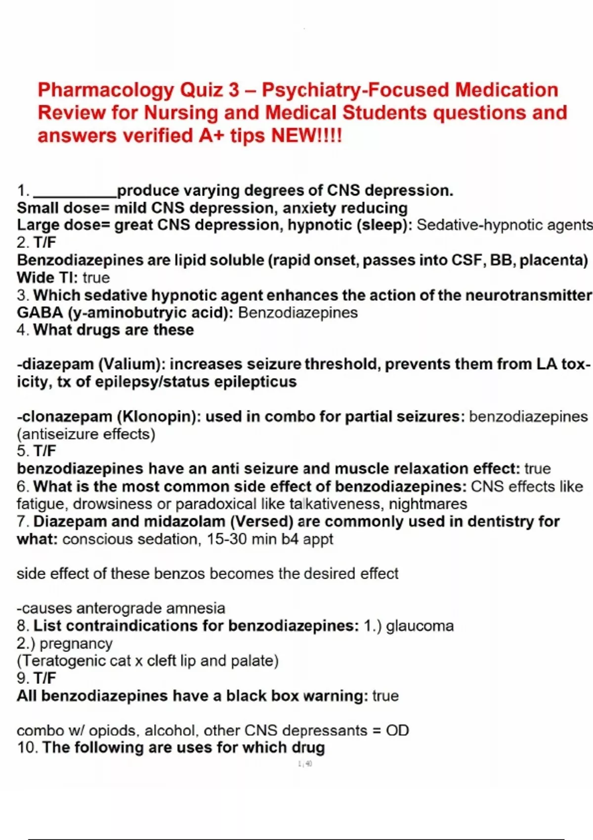 Pharmacology Quiz 3 – Psychiatry-Focused Medication Review for Nursing ...