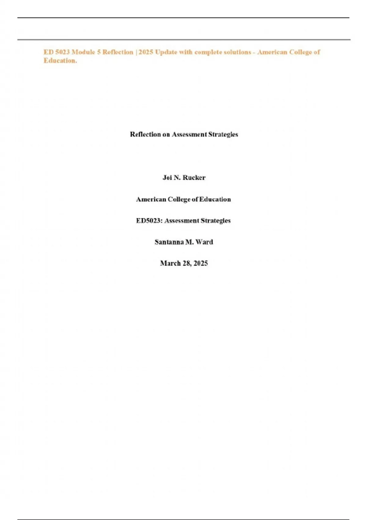 ED 5023 Module 5 Reflection | 2025 Update with complete solutions ...