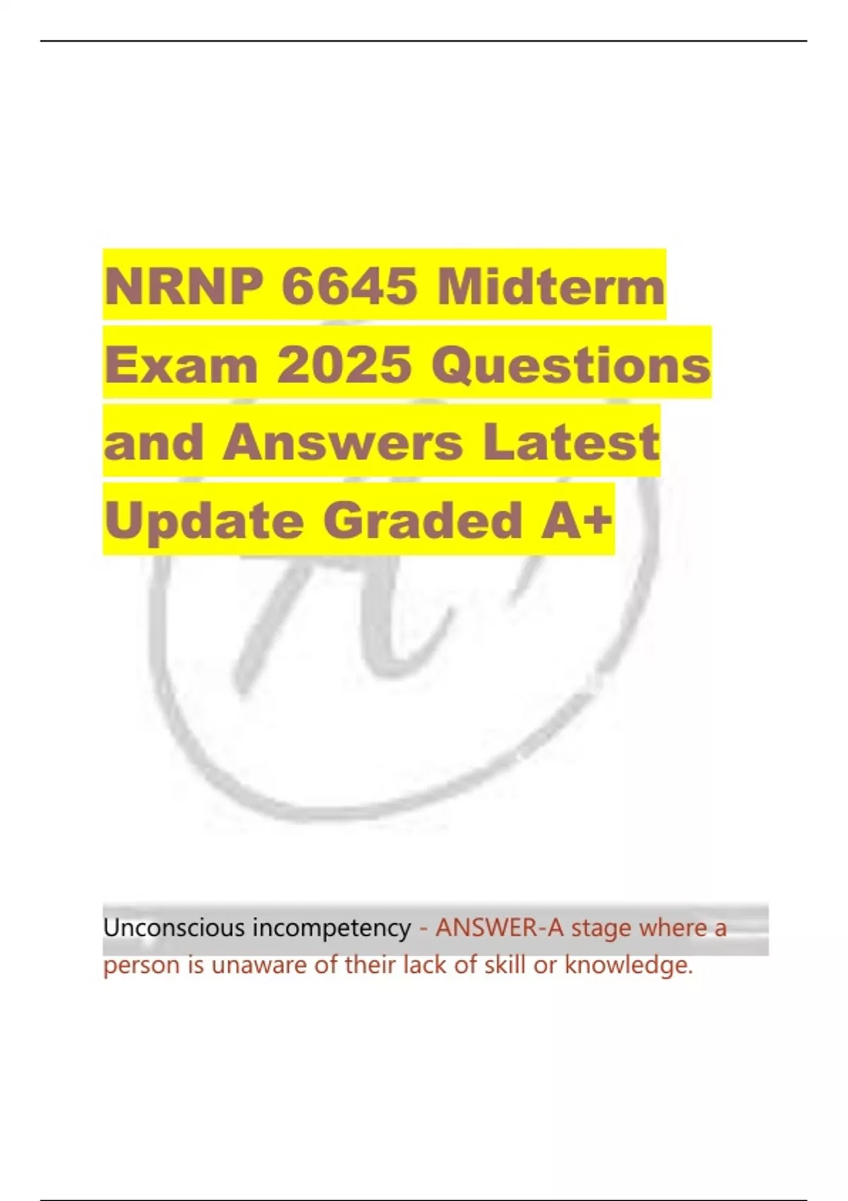 NRNP 6645 Midterm Exam 2025 Questions and Answers Latest Update Graded ...