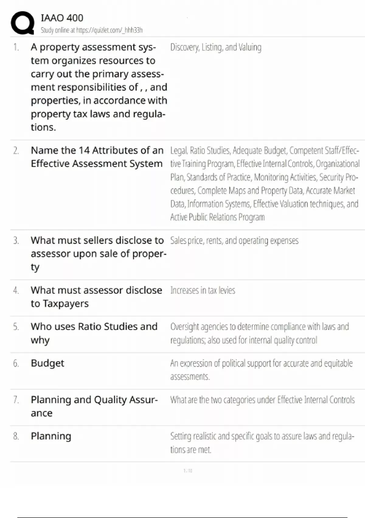 IAAO 400 / Assessment Administration / 2025 Update / Study Guide, Case ...