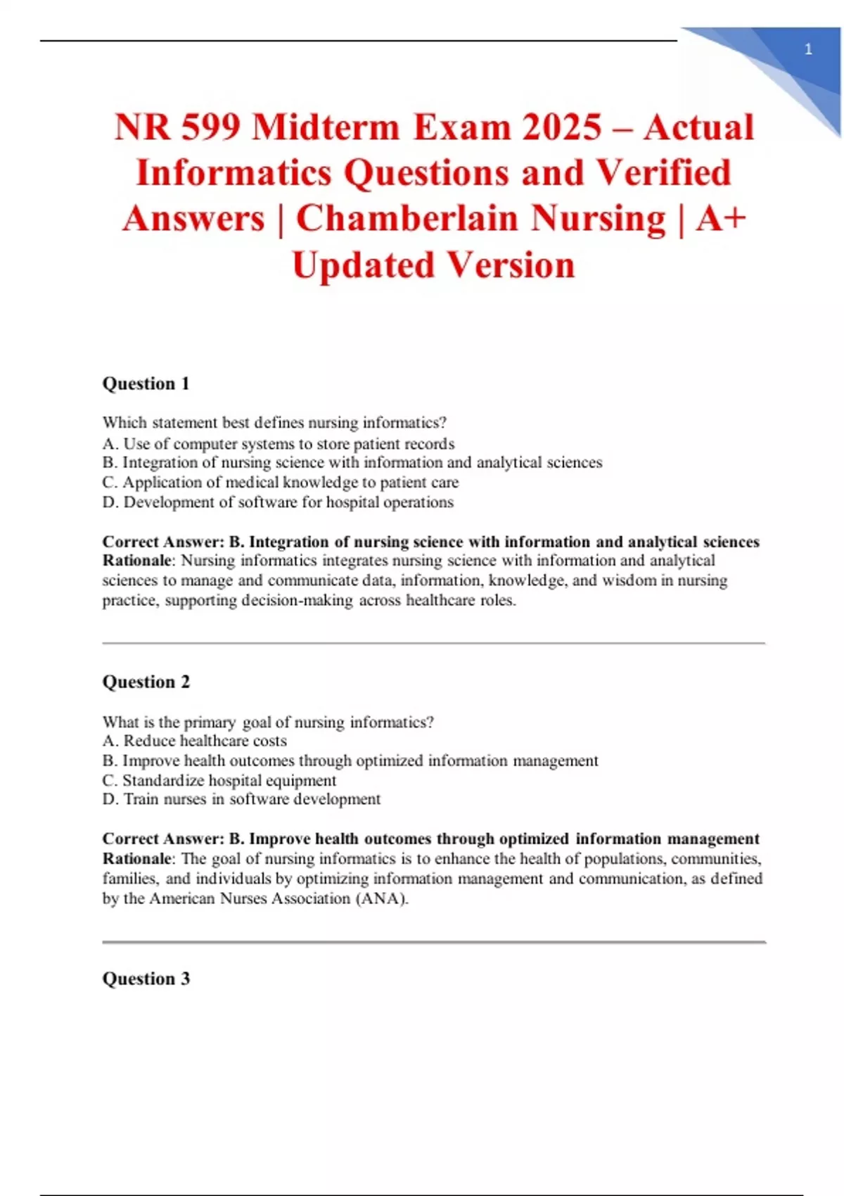 NR 599 Midterm Exam 2025 – Actual Informatics Questions and Verified ...