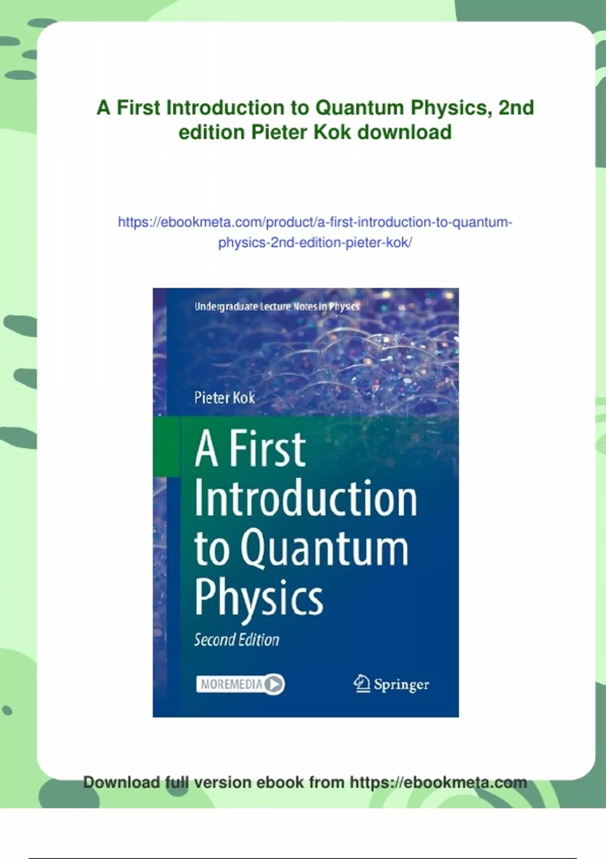 Summary A First Introduction to Quantum Physics, 2nd edition Pieter Kok ...