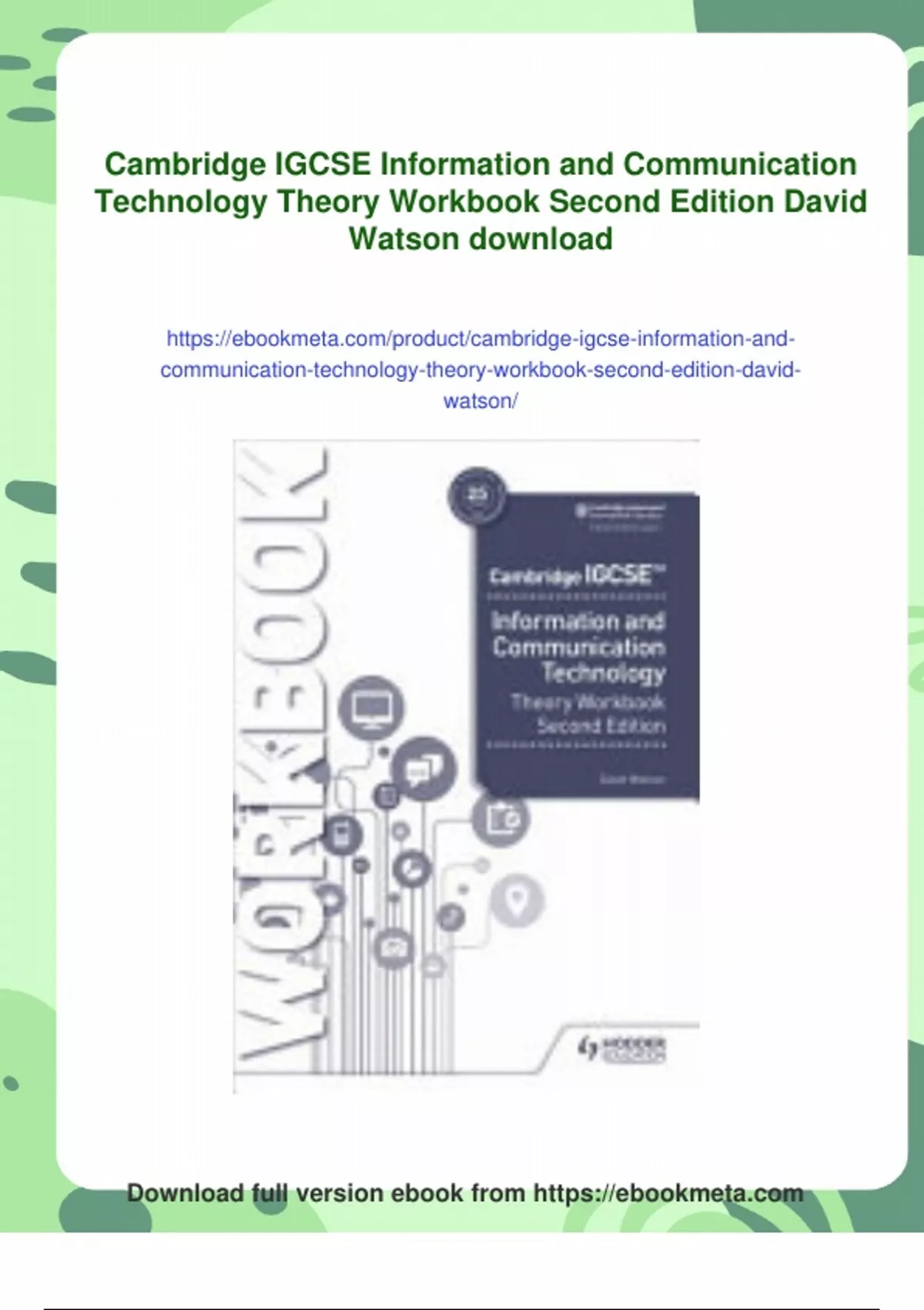 Summary Cambridge IGCSE Information and Communication Technology Theory ...