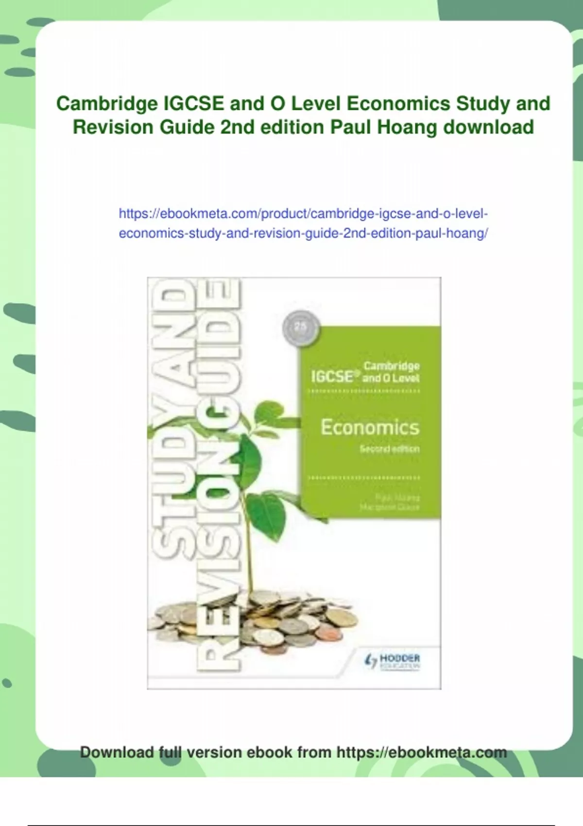 Summary Cambridge IGCSE and O Level Economics Study and Revision Guide ...
