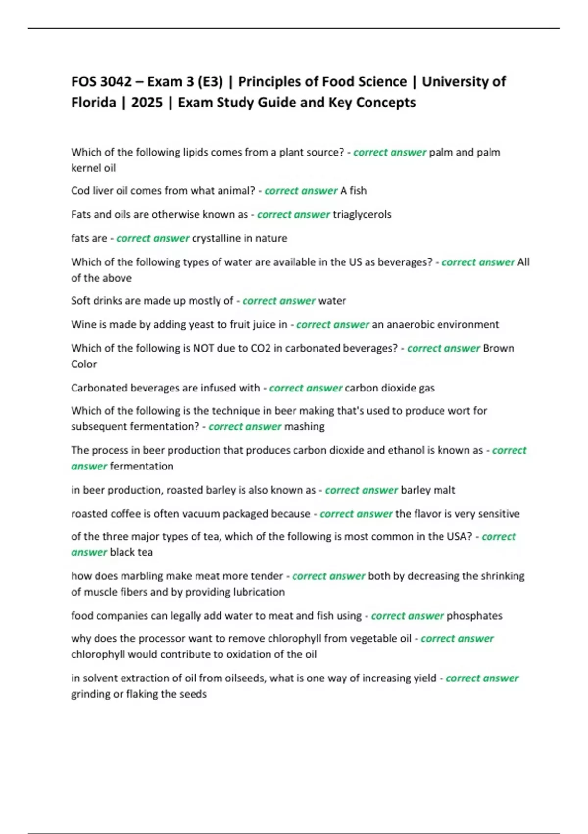 FOS 3042 – Exam 3 (E3) | Principles of Food Science | University of ...