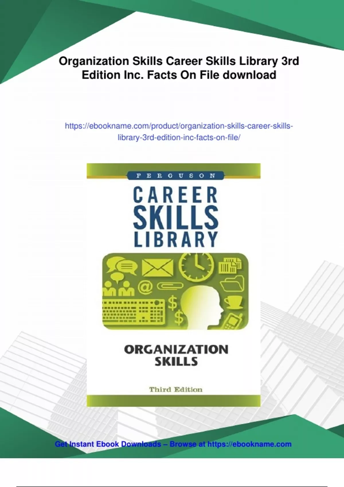 Summary Organization Skills Career Skills Library 3rd Edition Inc ...