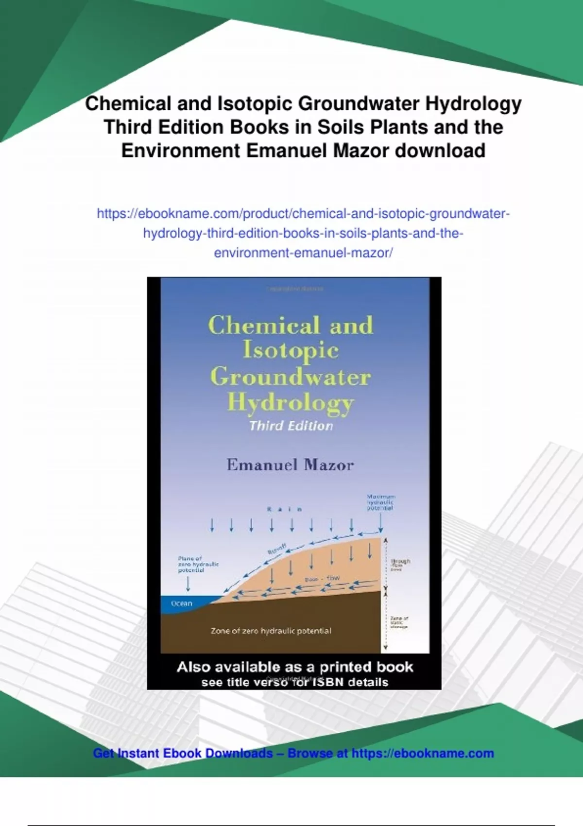 Summary Chemical and Isotopic Groundwater Hydrology Third Edition Books ...