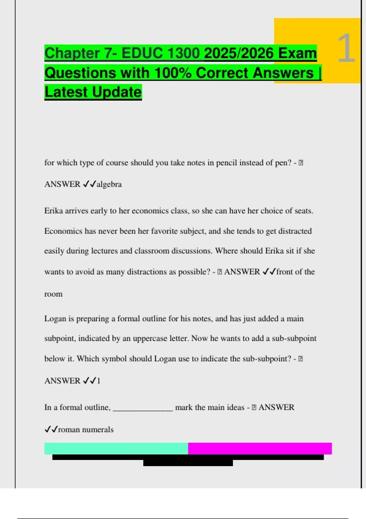 Chapter 7- EDUC /2026 Exam Questions with 100% Correct Answers | Latest ...