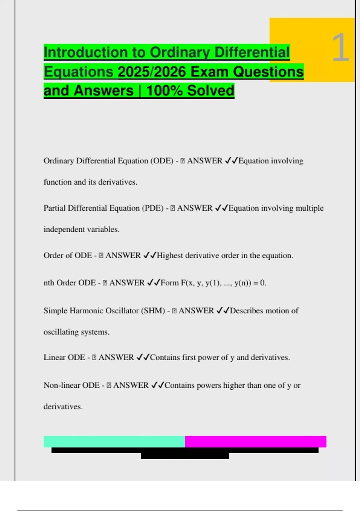 Introduction to Ordinary Differential Equations 2025/2026 Exam ...