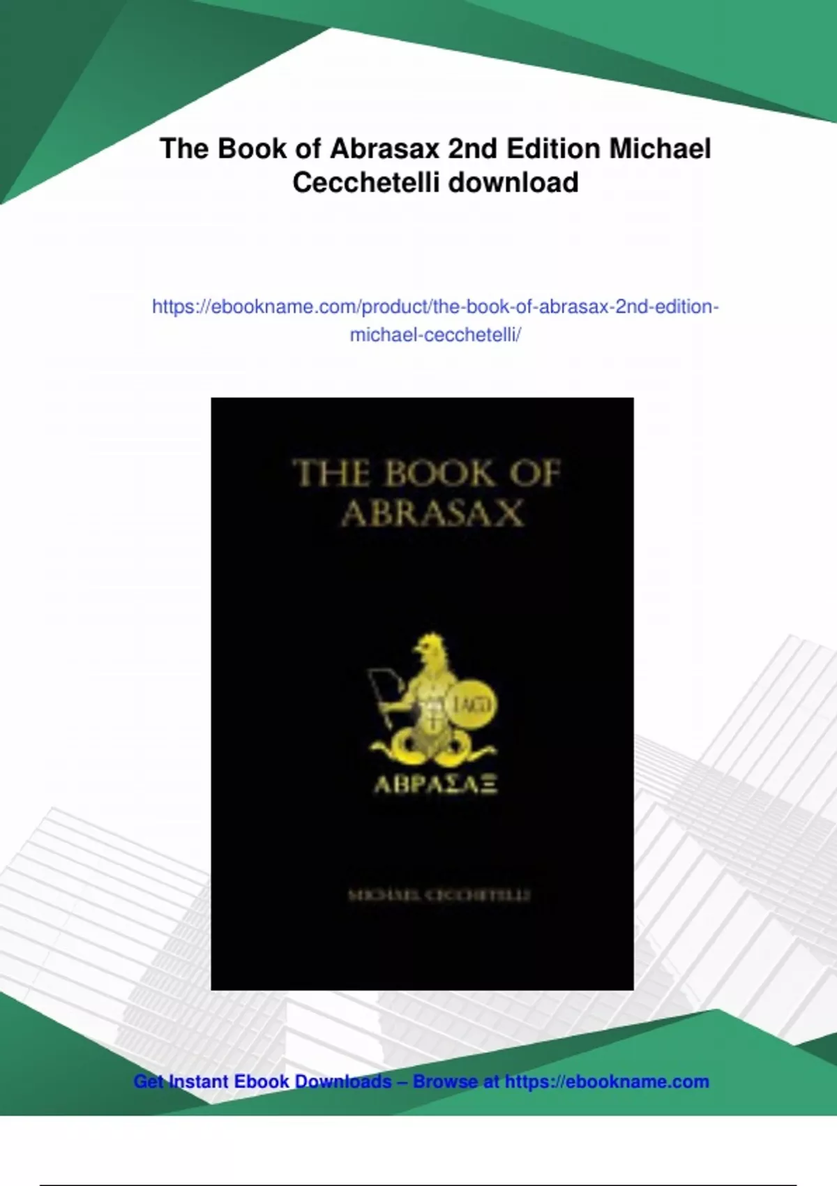 Summary The Book of Abrasax 2nd Edition Michael Cecchetelli - Instant ...