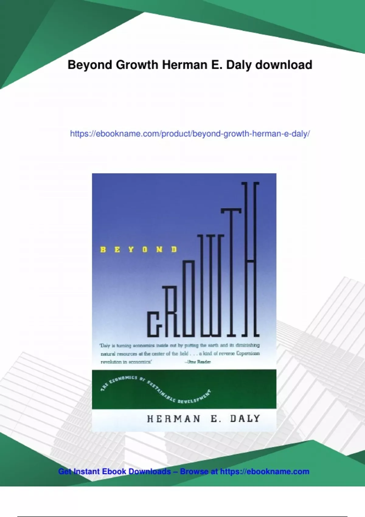 Summary Beyond Growth Herman E. Daly - Digital Download - Ebookname ...