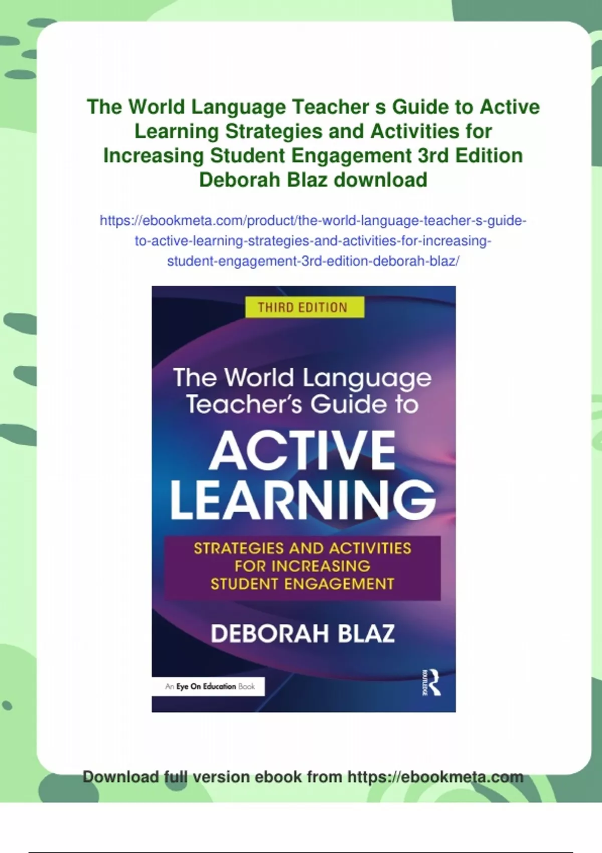 Summary The World Language Teacher s Guide to Active Learning ...