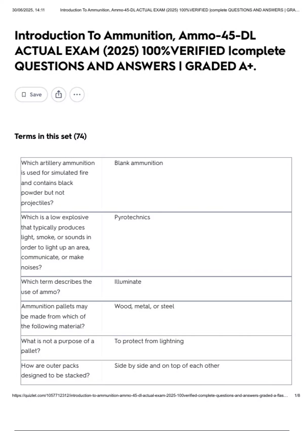 Introduction To Ammunition, Ammo-45-DL ACTUAL EXAM (2025) 100%VERIFIED ...