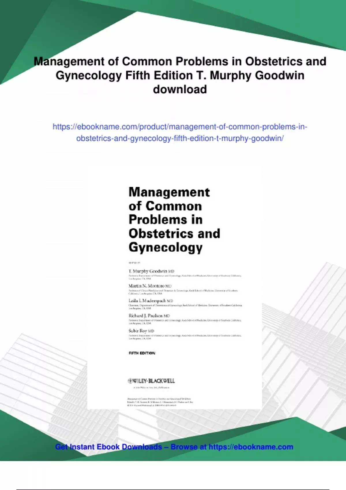 Summary Management of Common Problems in Obstetrics and Gynecology ...