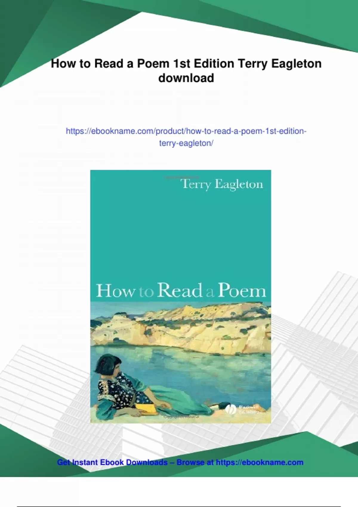 Summary How to Read a Poem 1st Edition Terry Eagleton - Instant ...
